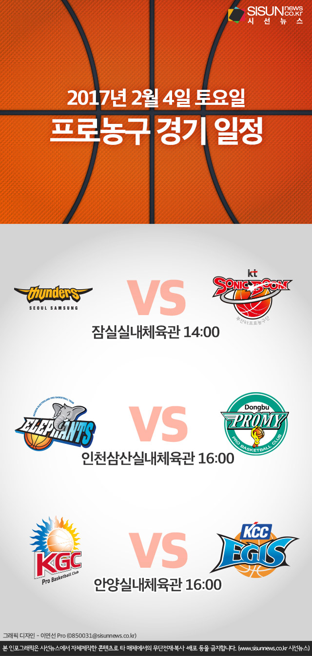 2017년 2월 4일, 프로농구 경기일정 [인포그래픽]